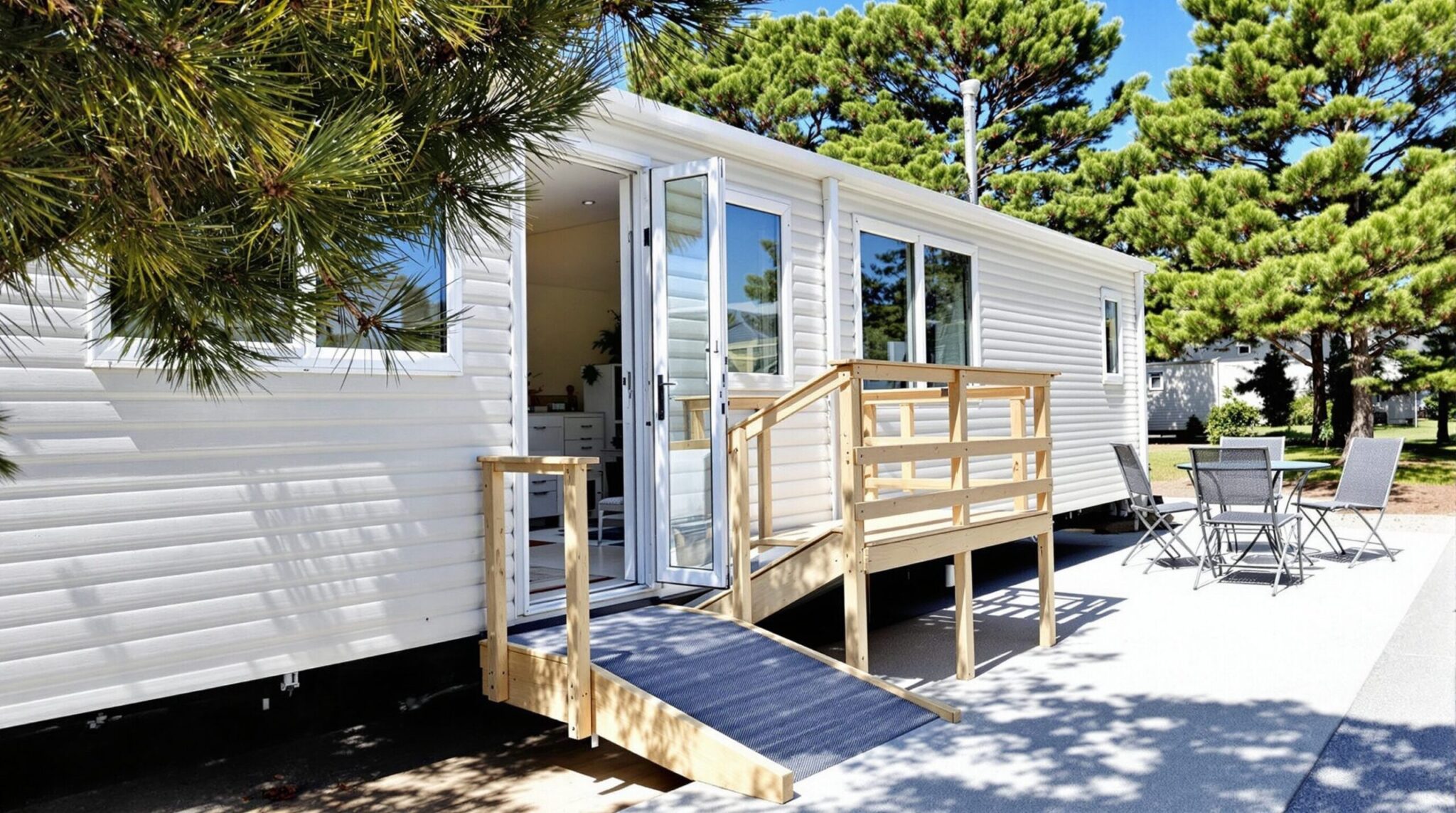 Mobil home pour personne handicapée : séjour accessible Île de Ré
